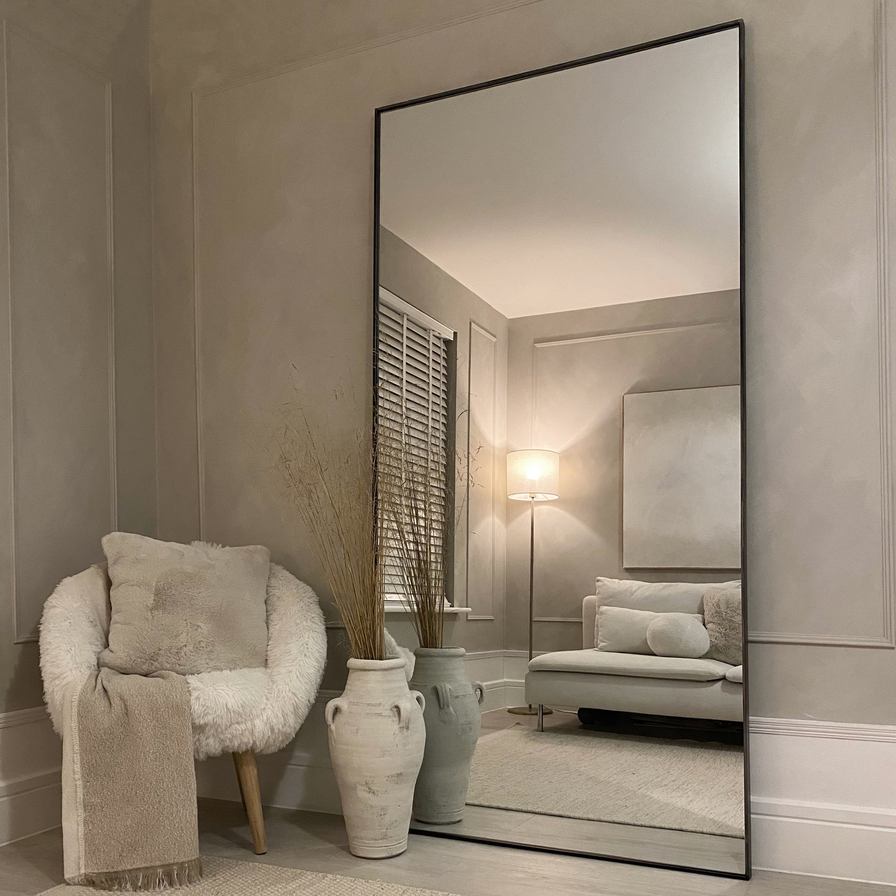 Full Length Black Extra Large Metal Mirror 200cm x 100cm - Theo